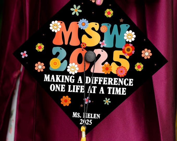 Custom Social Worker Graduation Cap Topper, Personalized Grad Cap ...