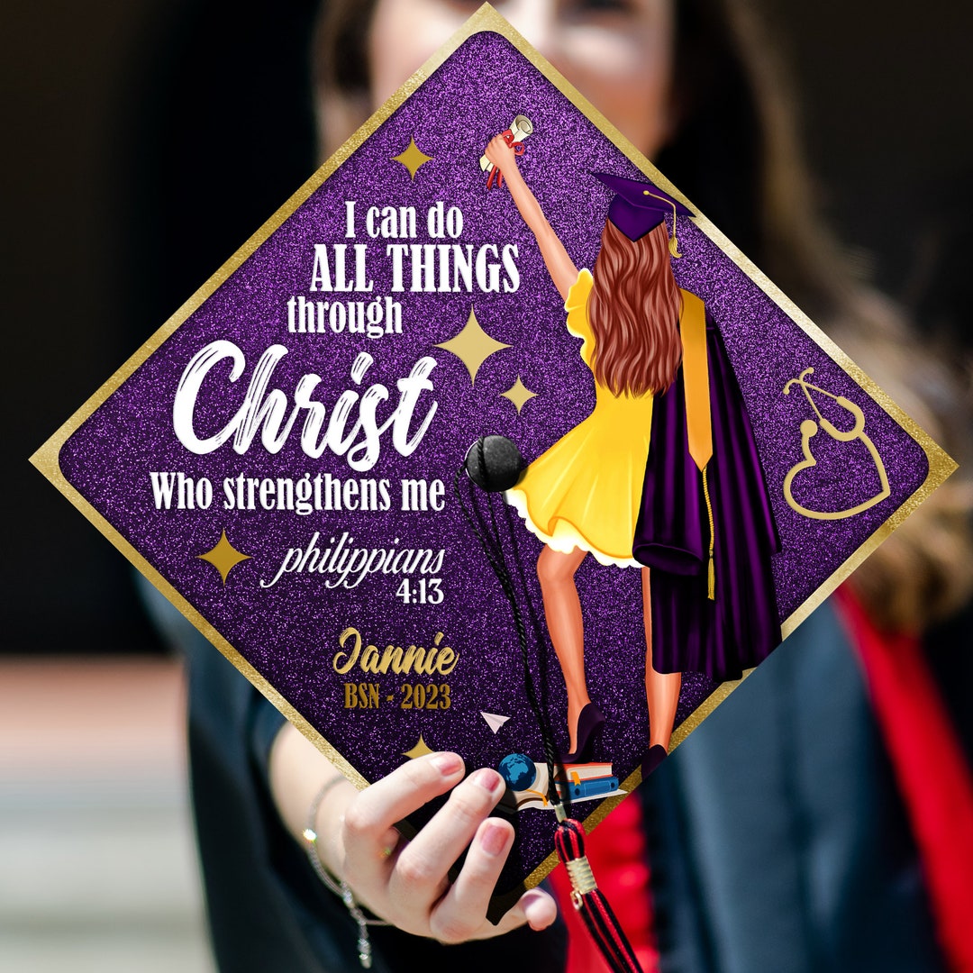 Personalized Christian Graduation Cap Topper, I Can Do All Things ...