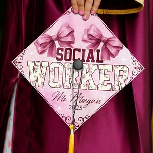 Custom Social Worker Grad Cap Topper, Personalized MSW Graduation Gift ...