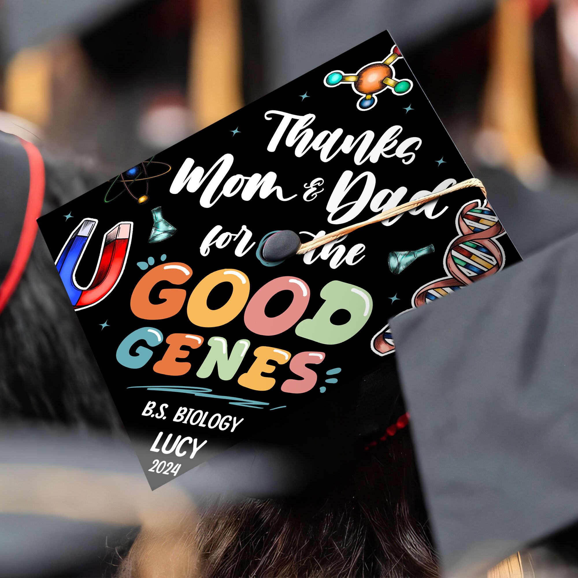 Personalized Biology Graduation Cap Topper, Custom Biology Major Grad ...