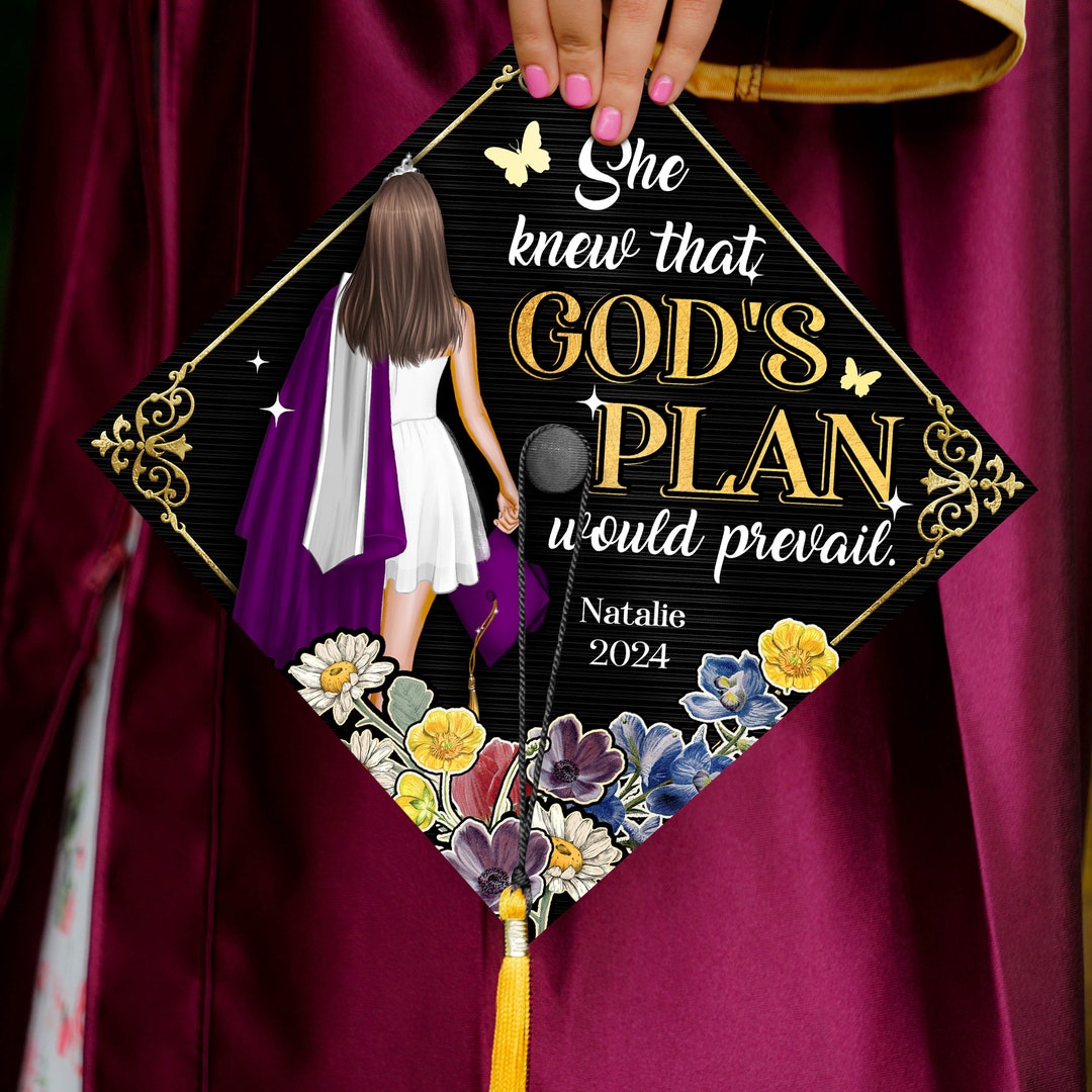 God's Plan Would Prevail Grad Cap Topper, Personalized Religious ...