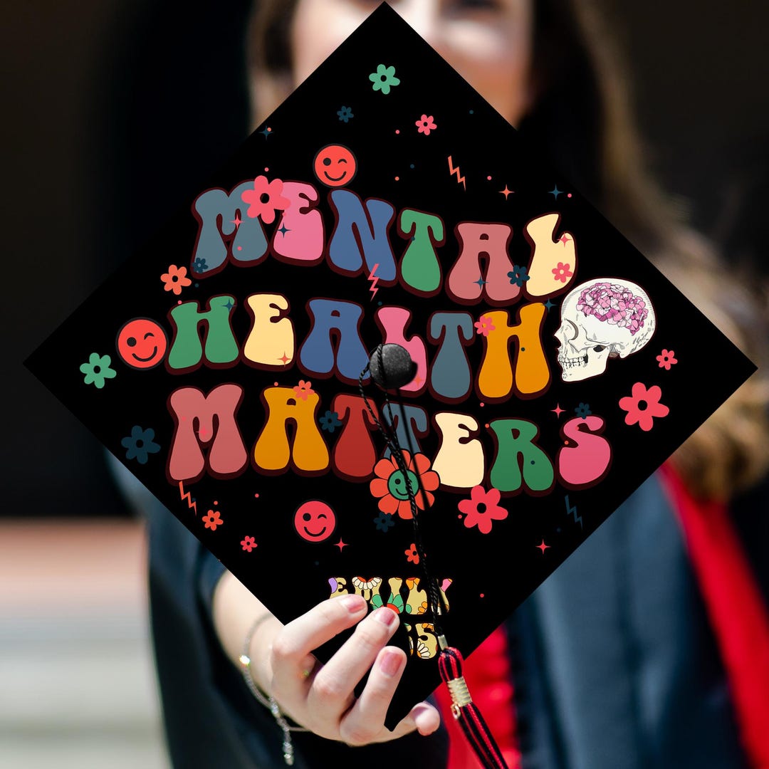 Mental Health Matters Graduation Cap Topper, Customized Psychology Cap ...