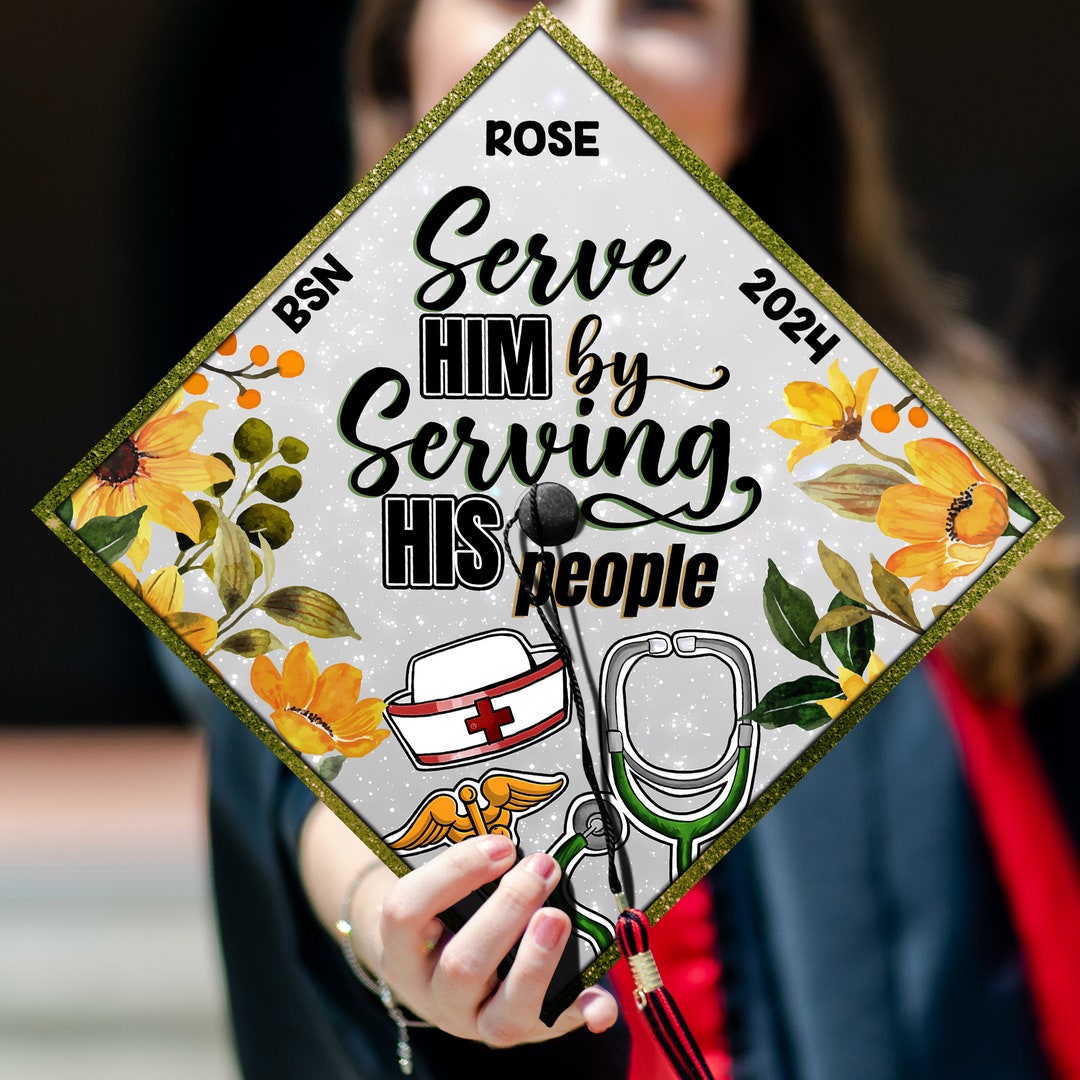 Customized RN Nursing Graduation Cap, Personalized Registered Nurse ...