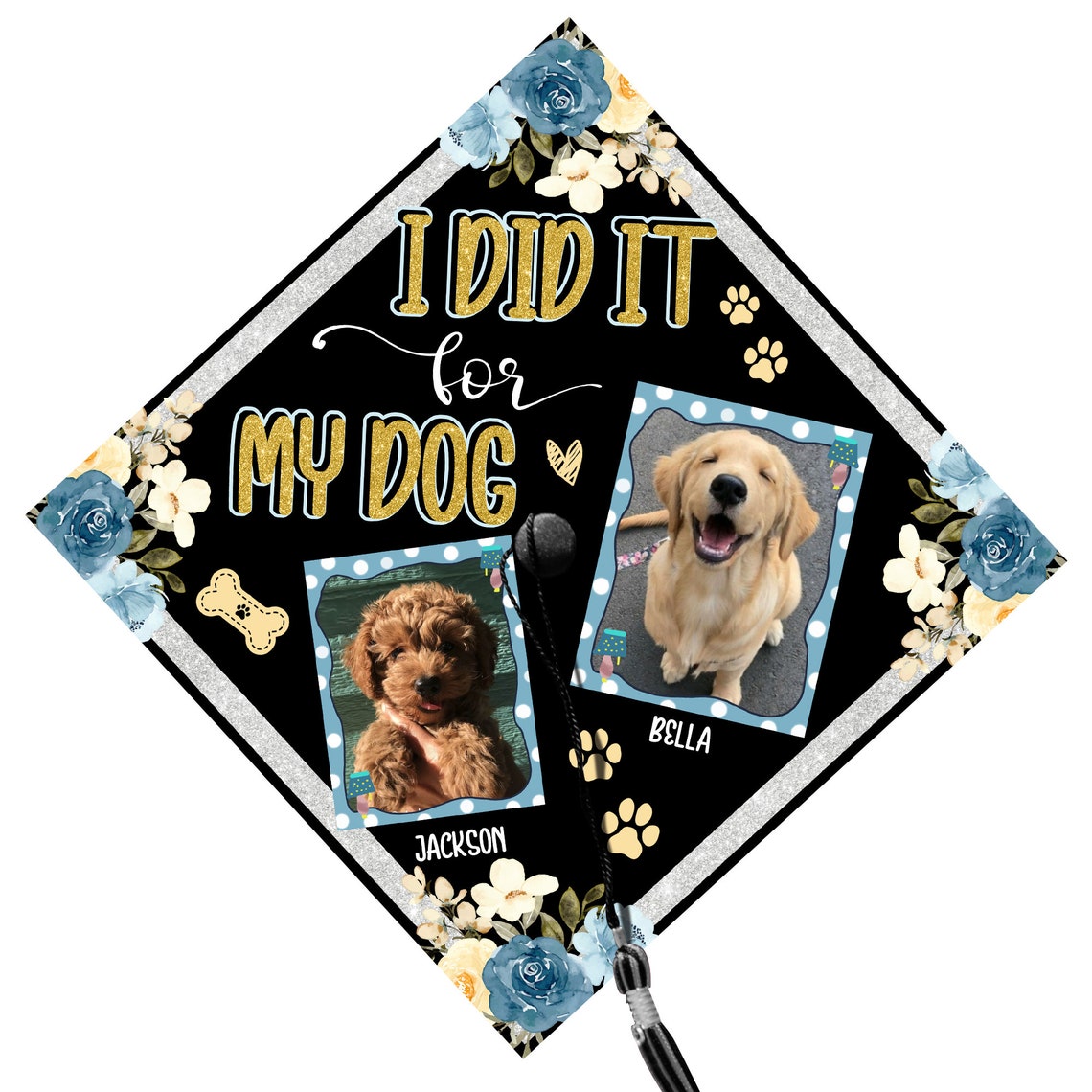 Dog Lover Grad Cap Topper Photo Upload Grad Cap Topper Dog - Etsy