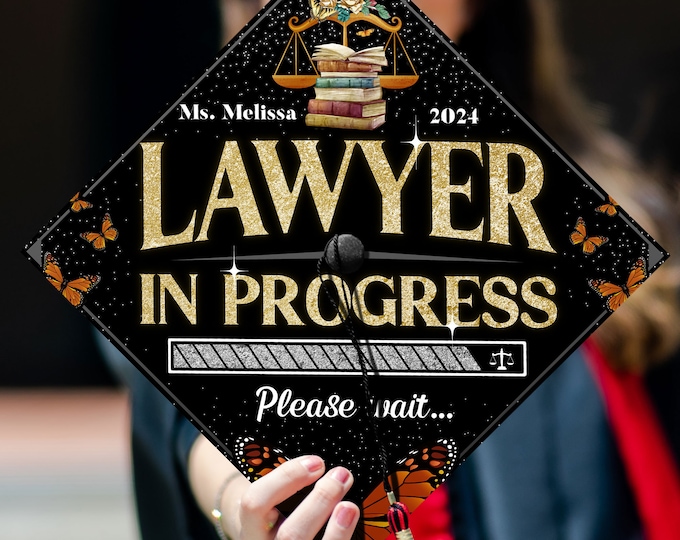 Law School Lawyer Justice Scales Floral Printed Graduation Cap Topper ...