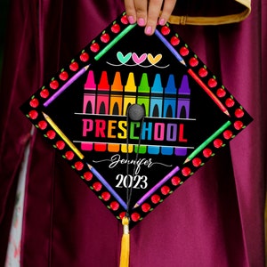 Personalized Preschool Teacher Grad Cap Topper, Custom Cap Decoration ...