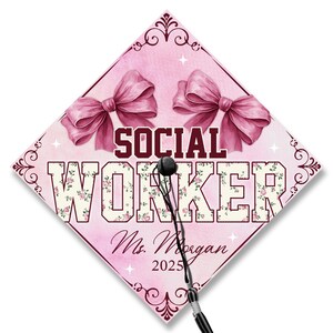 Custom Social Worker Grad Cap Topper, Personalized MSW Graduation Gift ...