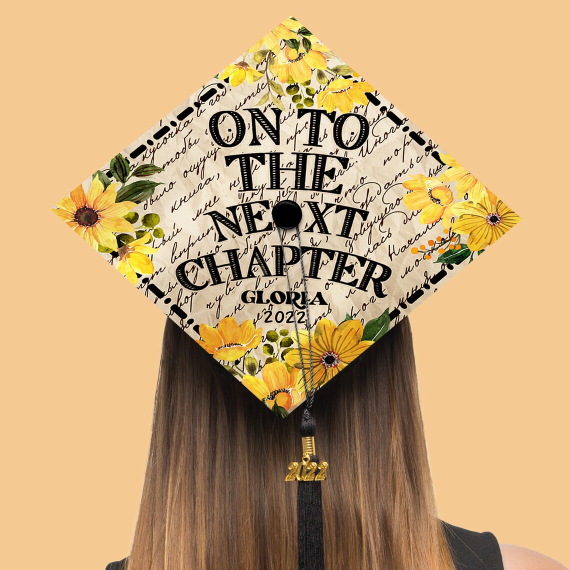 Personalized on to the Next Chapter Printed Grad Cap Topper | Etsy