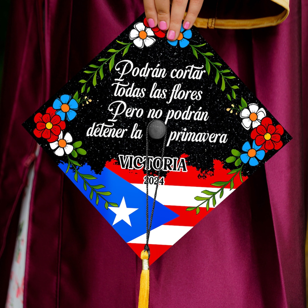 Personalized Puerto Rico Grad Cap Decoration, Custom Flag Latin ...