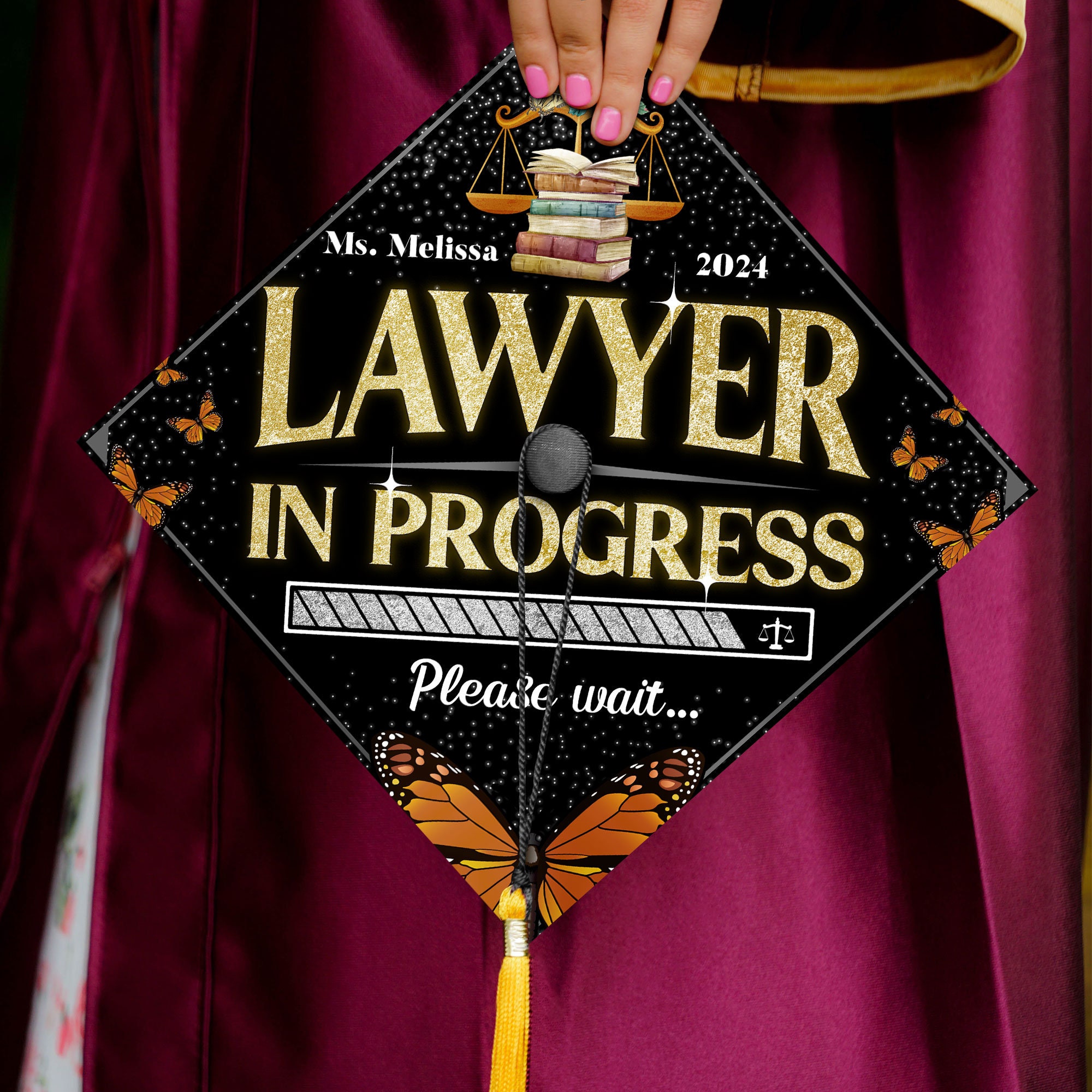 Lawyer in Progress Printed Grad Cap Topper, Custom Law School Students ...