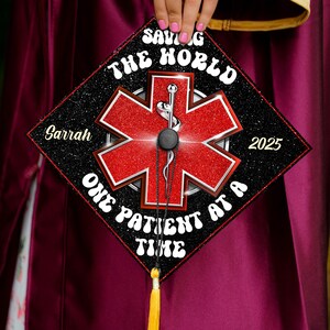 Personalized Emergency Nurse Graduation Cap, Custom ER Grad Cap Topper ...