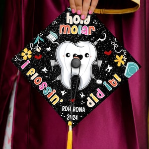 Funny Dental Hygiene Graduation Cap, Personalized RDH Grad Cap Topper ...