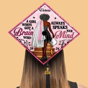 Personalized Graduation Cap Topper Black Girl, Custom Black Queen Grad ...