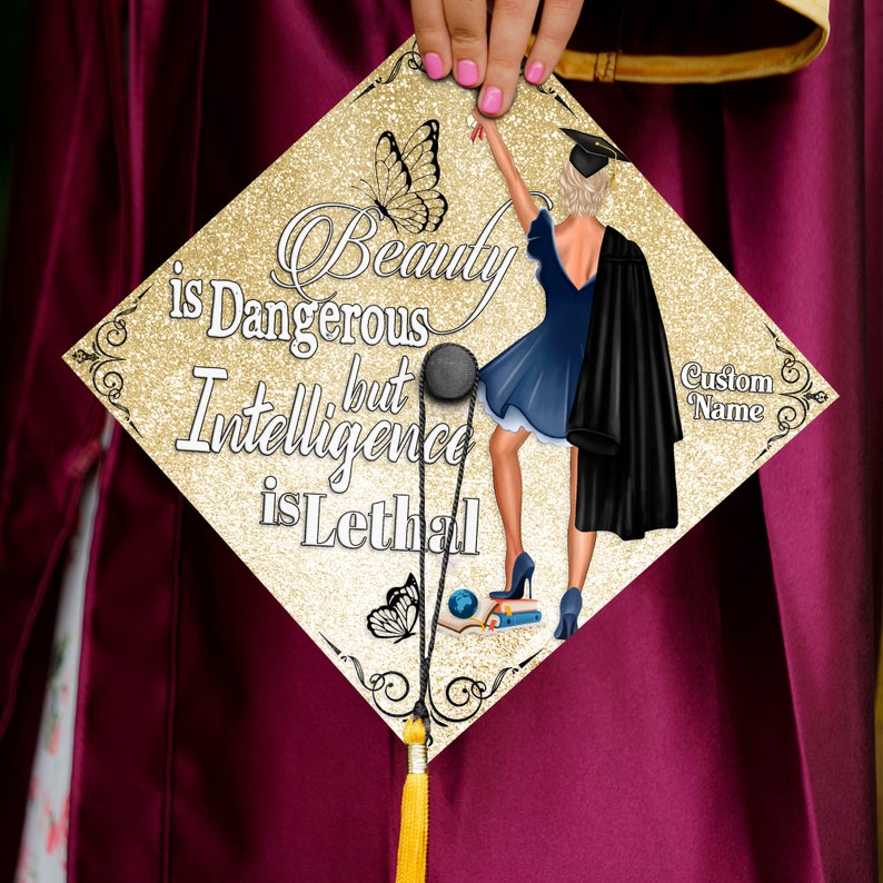 Personalized Black Girl Graduation Cap Topper, Custom Black Queen Cap ...