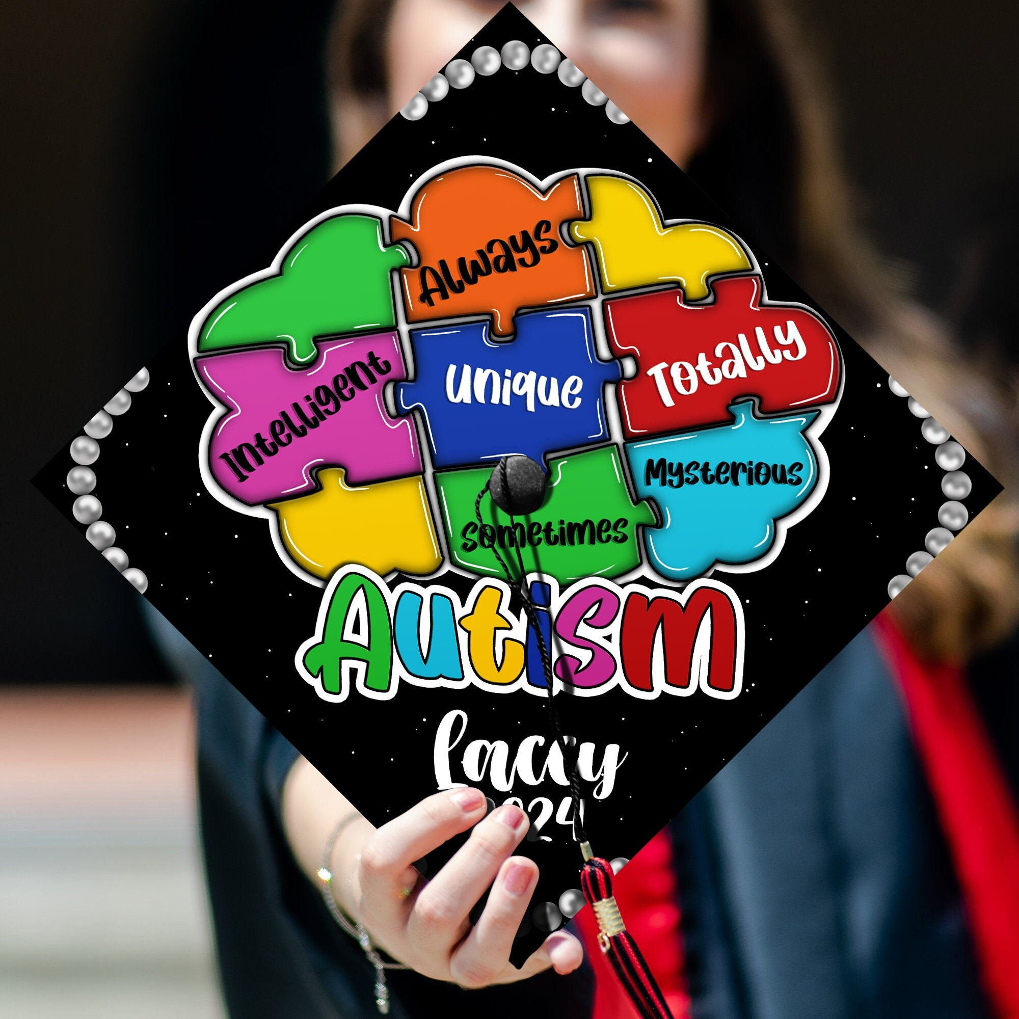 Personalized Autism Awareness Graduation Cap Topper, Custom Special ...