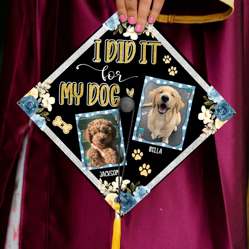 Dog Lover Grad Cap Topper Photo Upload Grad Cap Topper Dog - Etsy