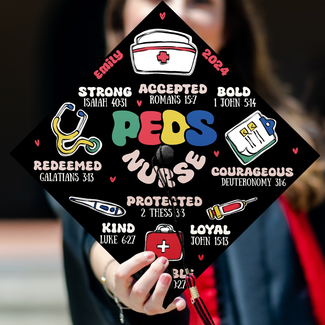 Personalized Pediatric Nurse Graduation Cap, Customized Ped Nurse Grad ...