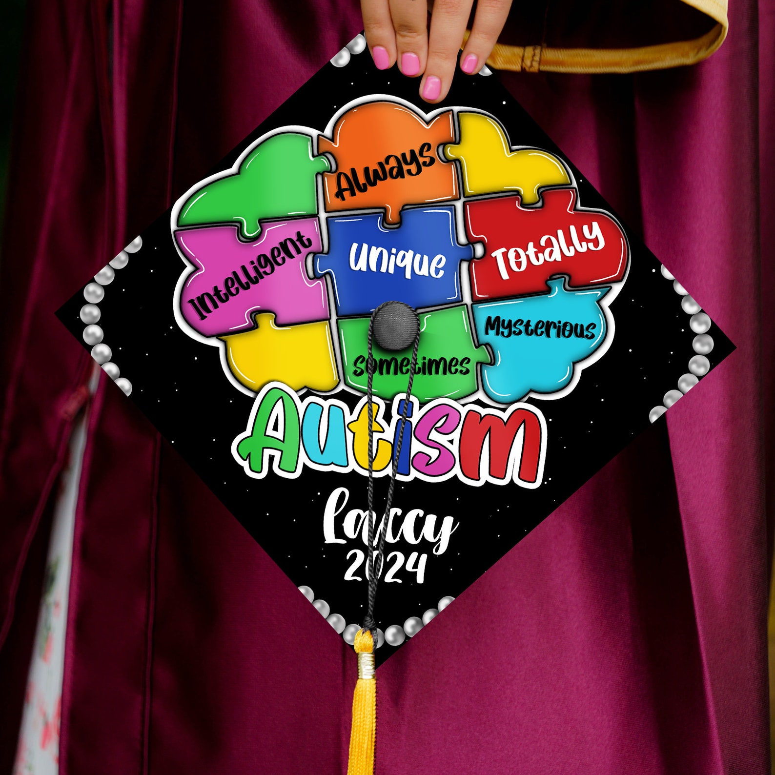Personalized Autism Awareness Graduation Cap Topper, Custom Special ...