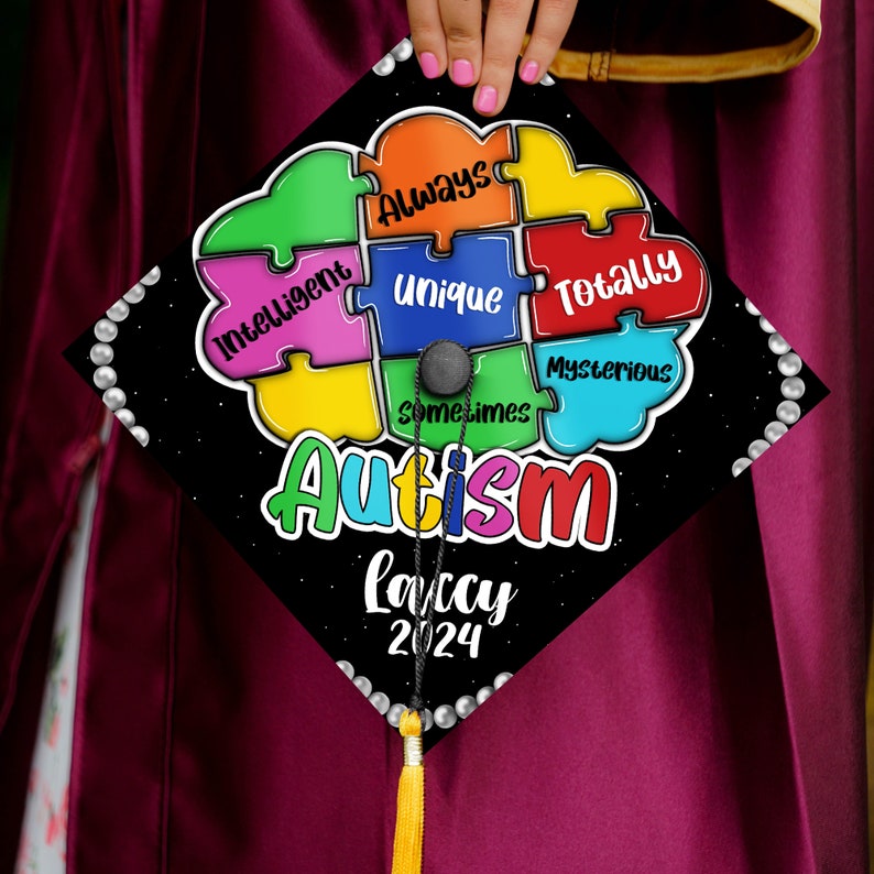 Personalized Autism Awareness Graduation Cap Topper, Custom Special ...