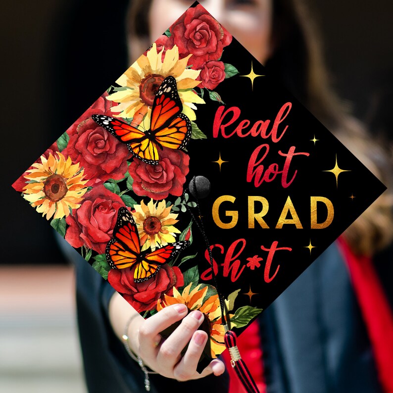 Real Hot Grad Sht Printed Grad Cap Topper Funny Grad Cap - Etsy