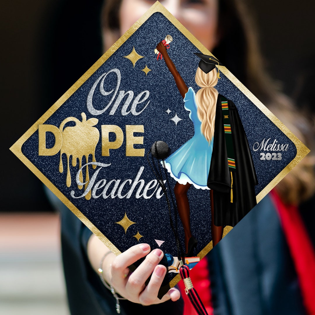 Custom Black Teacher Graduation Cap Topper, Future Teacher Cap ...
