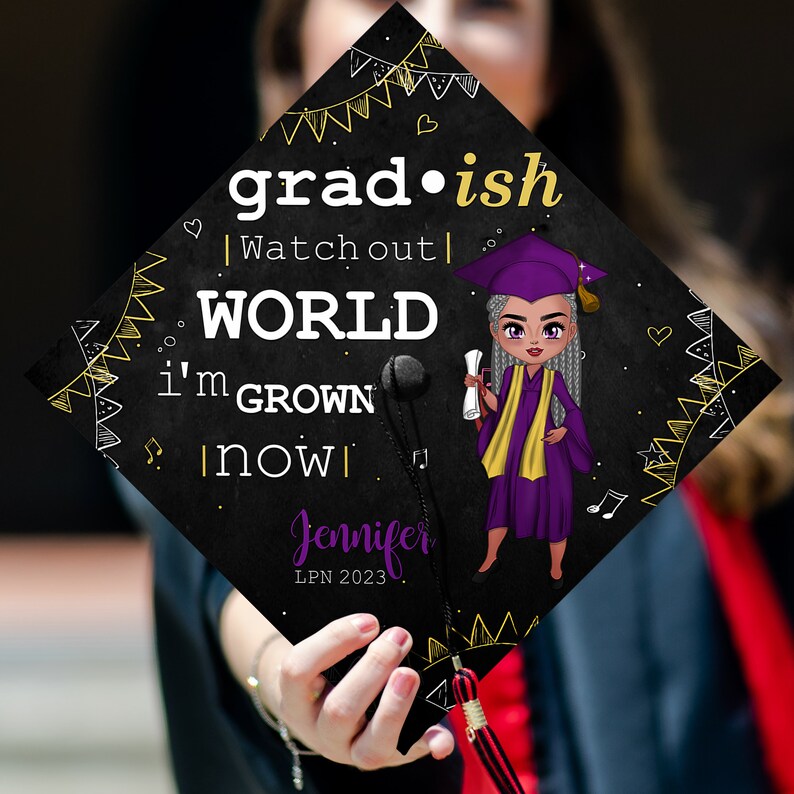 Personalized Black Girl Grad Cap Topper Custom Graduation Cap - Etsy