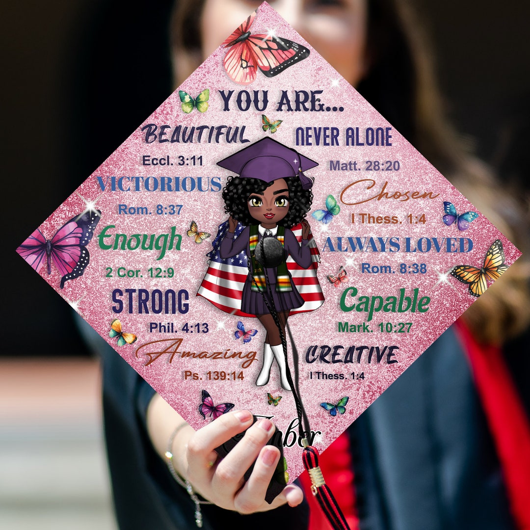 Personalized Graduation Cap Topper With Bible Verses, Custom Black Girl ...