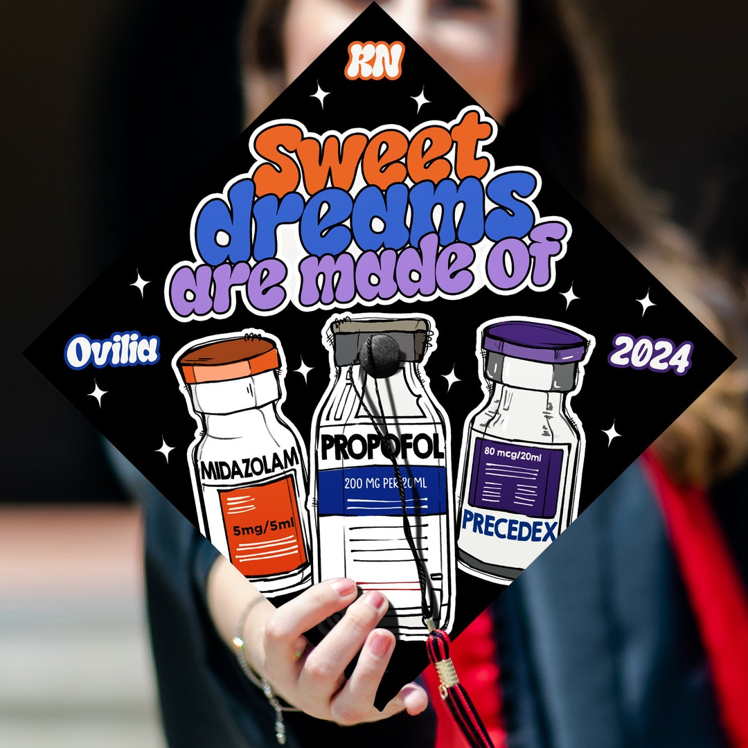 Customized ICU Nurse Graduation Cap Topper, Personalized RN Anesthesia ...