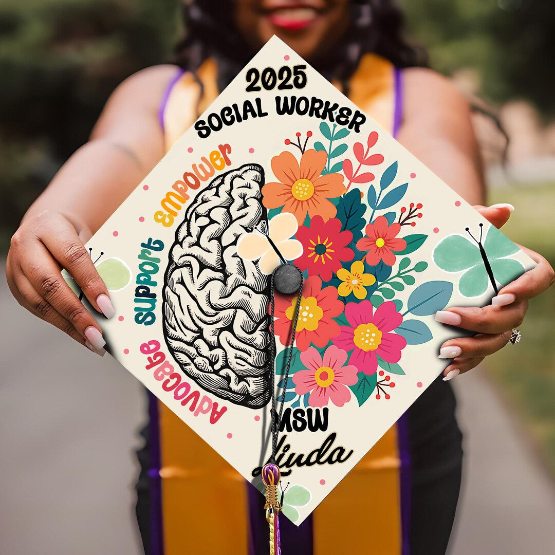 Custom Social Worker Grad Cap Topper, Personalized Social Work Cap ...