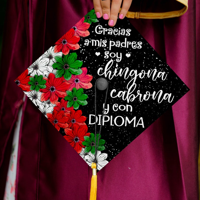 Chingona Cabrona Y Con Diploma Printed Grad Cap Topper - Etsy
