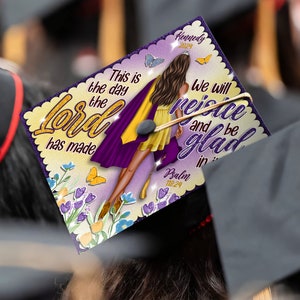 Personalized God Bible Verse Graduation Cap Topper, Religious Grad Cap ...
