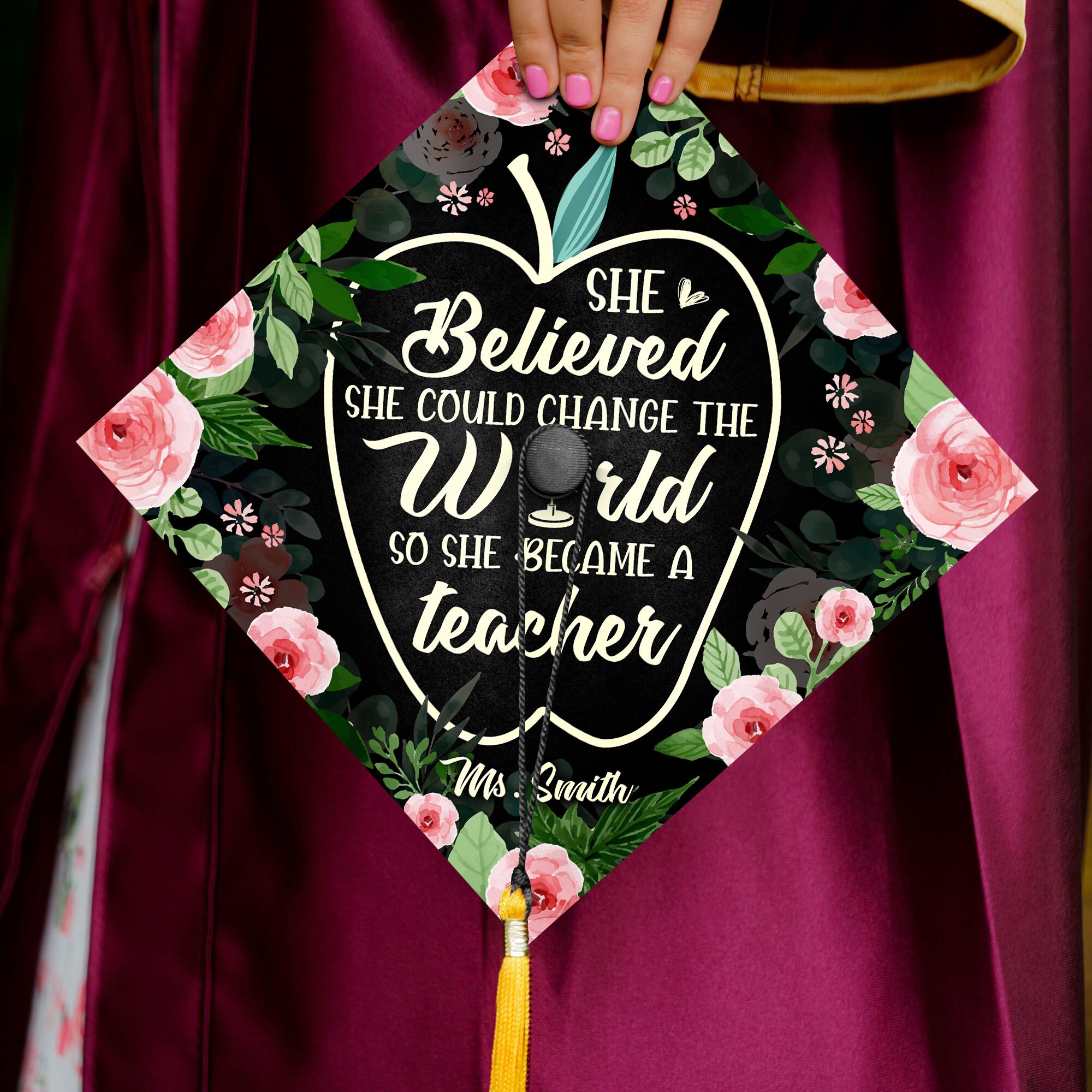 Customized Future Teacher Graduation Cap Topper, She Believed She Could ...