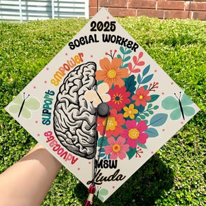 Custom Social Worker Grad Cap Topper, Personalized Social Work Cap ...