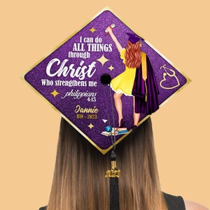 Personalized Christian Graduation Cap Topper, I Can Do All Things ...