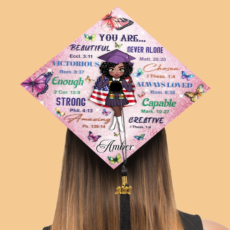 Personalized Graduation Cap Topper With Bible Verses, Custom Black Girl ...