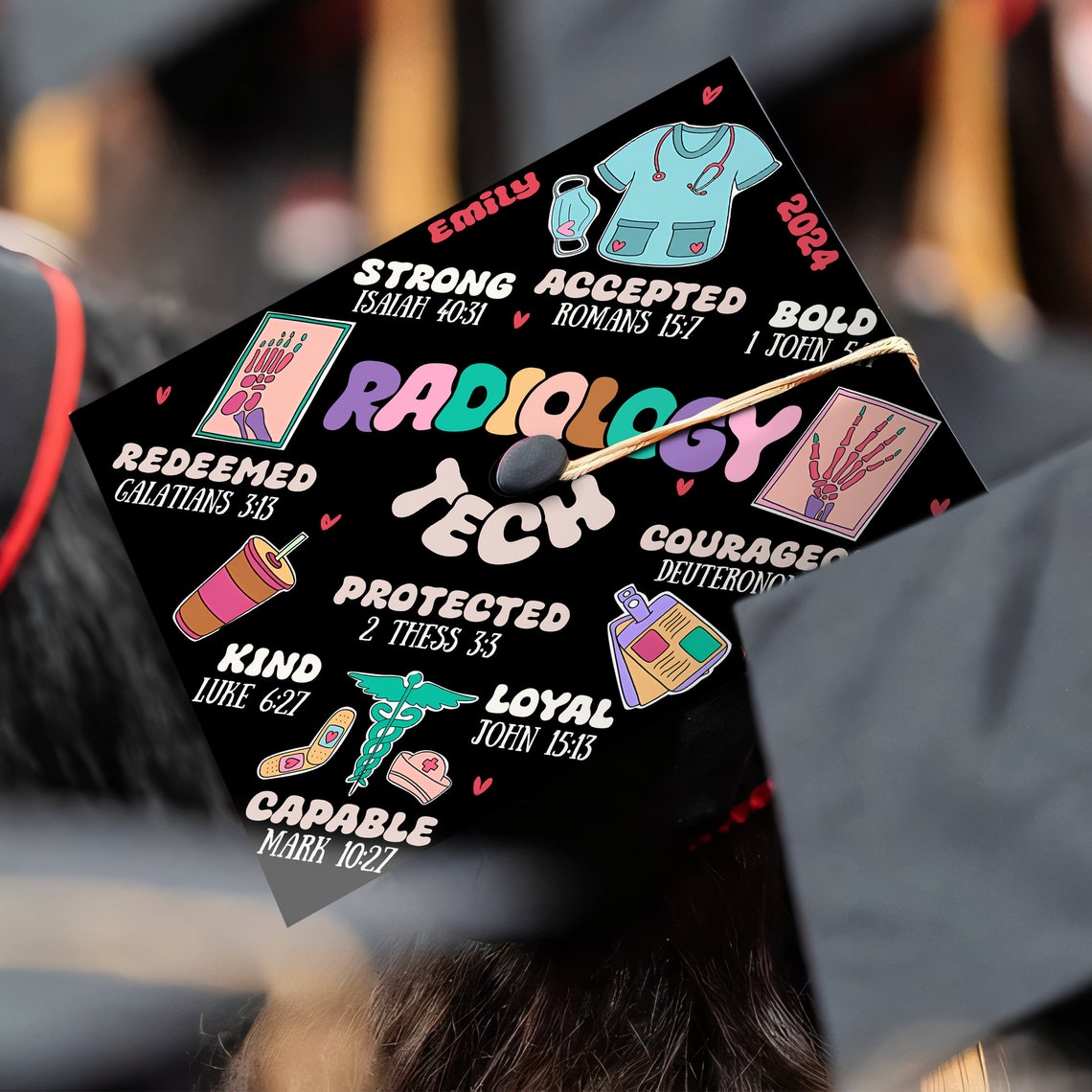 Radiology Tech Graduation Cap Topper, Personalized Rad Tech Grad Cap ...