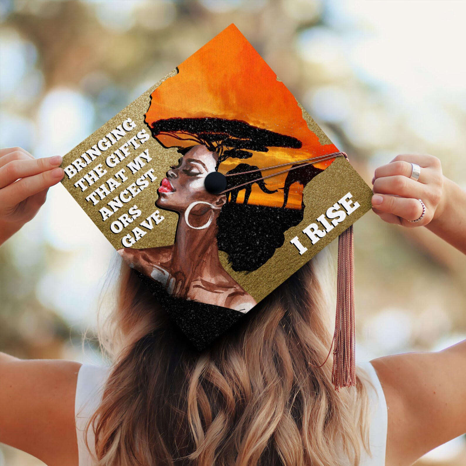 African Queen I Rise Graduation Cap Topper, Black Queen Grad Cap Topper ...