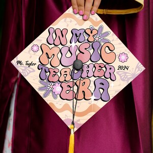 In My Music Teacher Era Printed Graduation Cap Topper, Custom Grad Cap ...