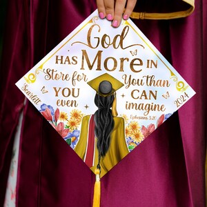 God Has More in Store for You Grad Cap Topper, Personalized Religious ...