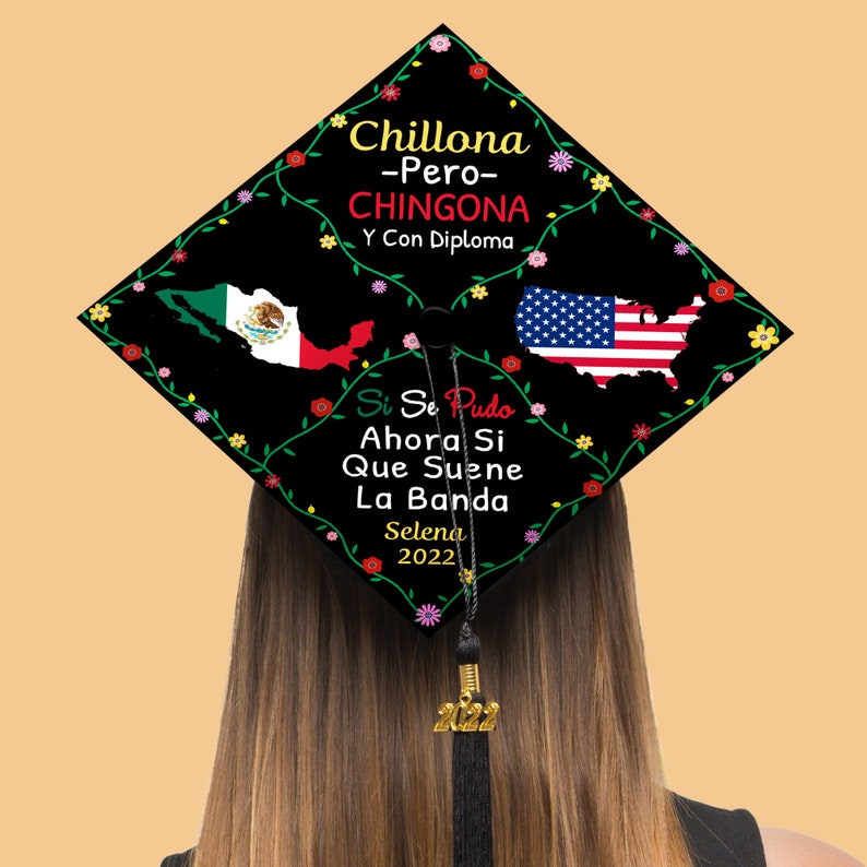 Mexican American Chingona Diploma Printed Graduation Cap Topper ...