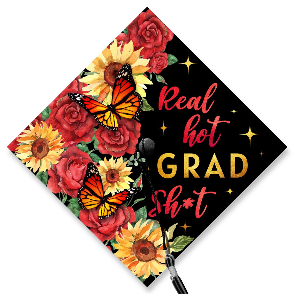 Real Hot Grad Sht Printed Grad Cap Topper Funny Grad Cap - Etsy