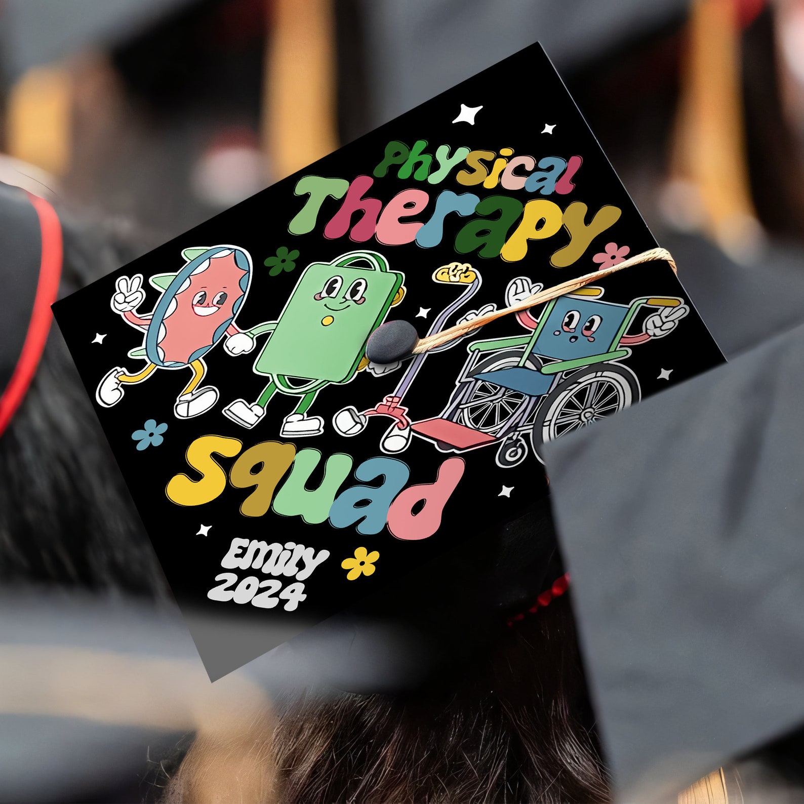 Physical Therapy Squad Grad Cap, Personalized Funny PT Graduation Cap ...