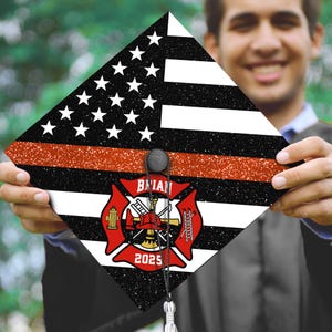 Custom Firefighter Graduation Cap Topper, Firefighter Grad Cap ...