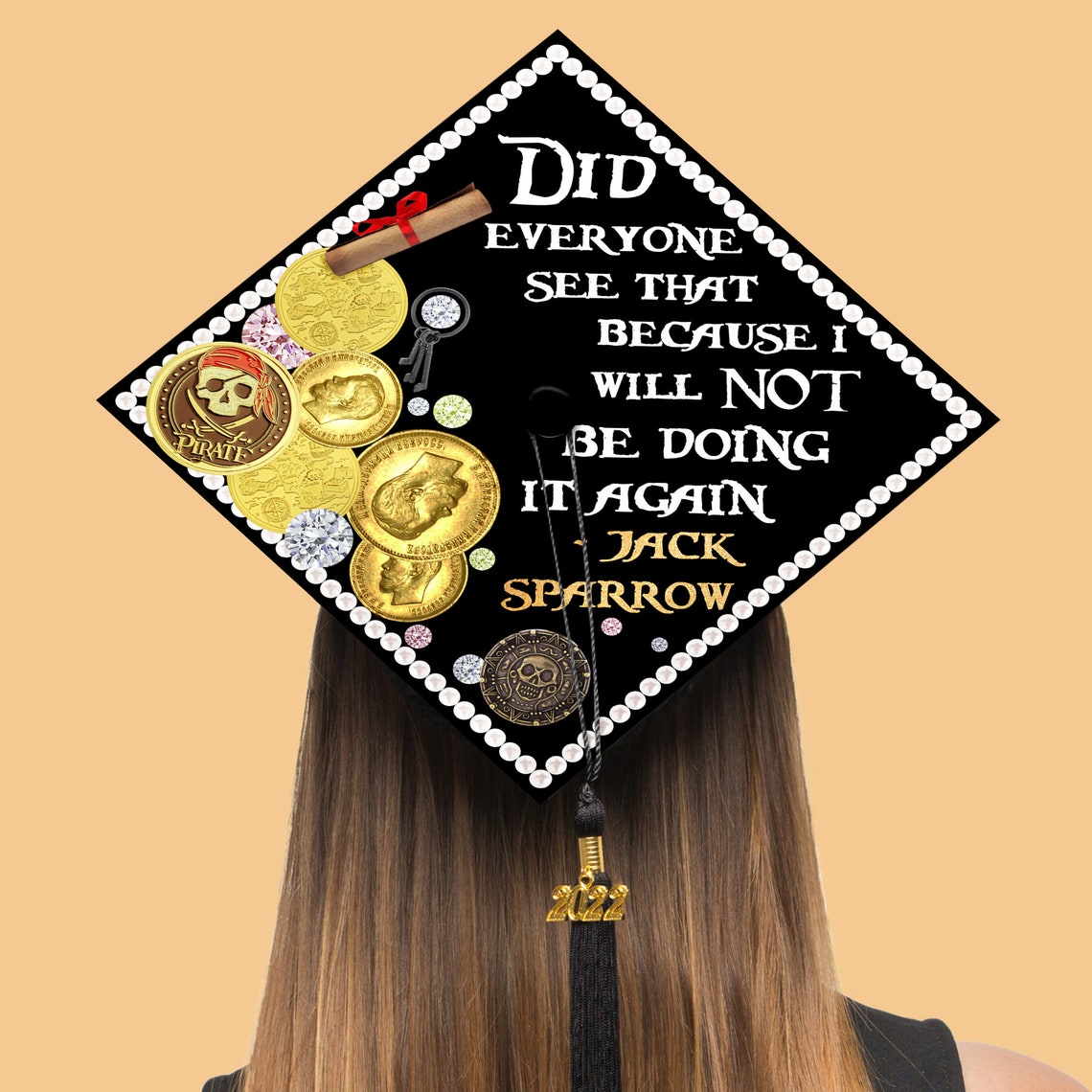 Jack Sparrow Printed Grad Cap Topper Funny Grad Cap Topper - Etsy