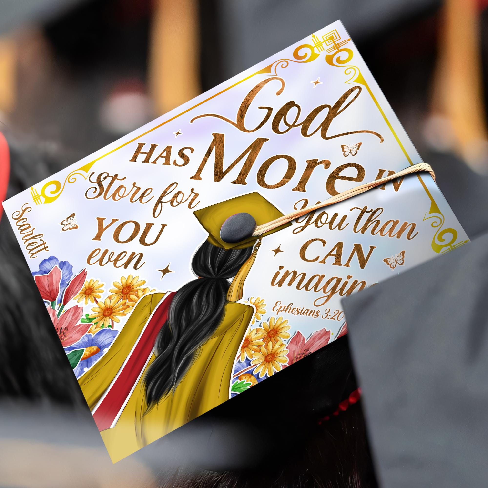 God Has More in Store for You Grad Cap Topper, Personalized Religious ...