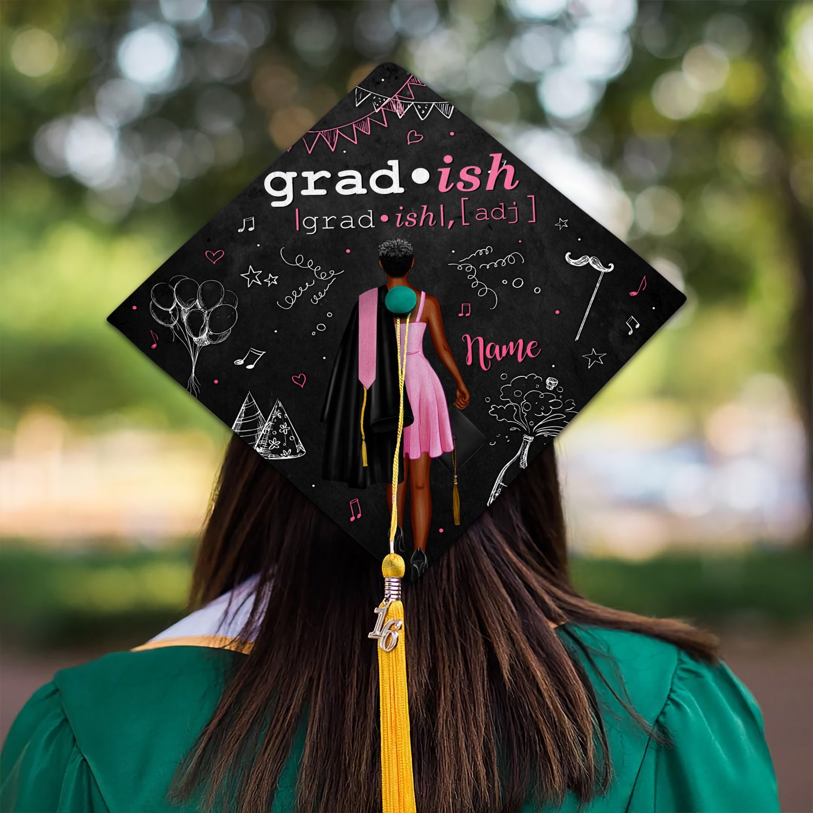 Grad-ish Graduation Cap Topper Black Queen Grad Cap Topper - Etsy