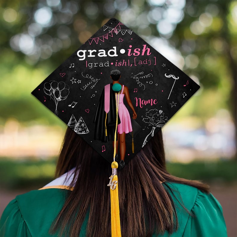 Grad-ish Graduation Cap Topper Black Queen Grad Cap Topper - Etsy