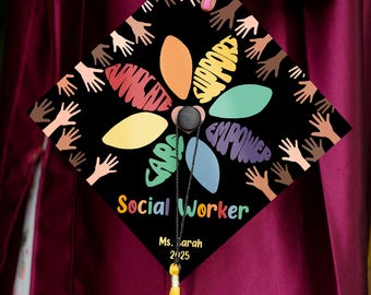 Master Social Worker Graduation Cap Topper, Customized Social Work Grad ...
