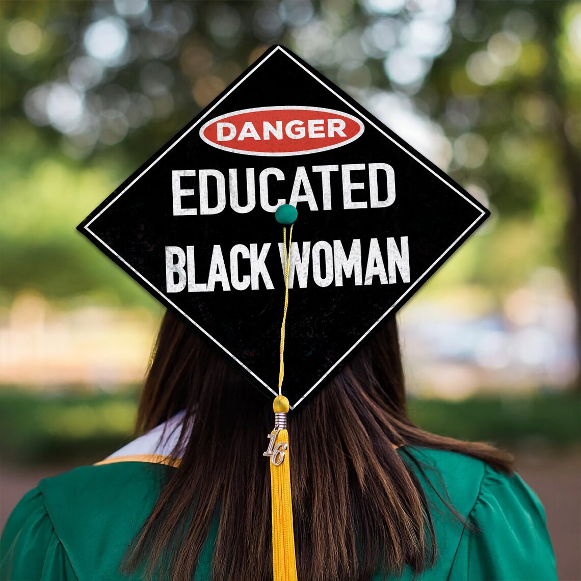 Danger Educated Black Woman Graduation Cap Topper, Black Queen Grad Cap ...