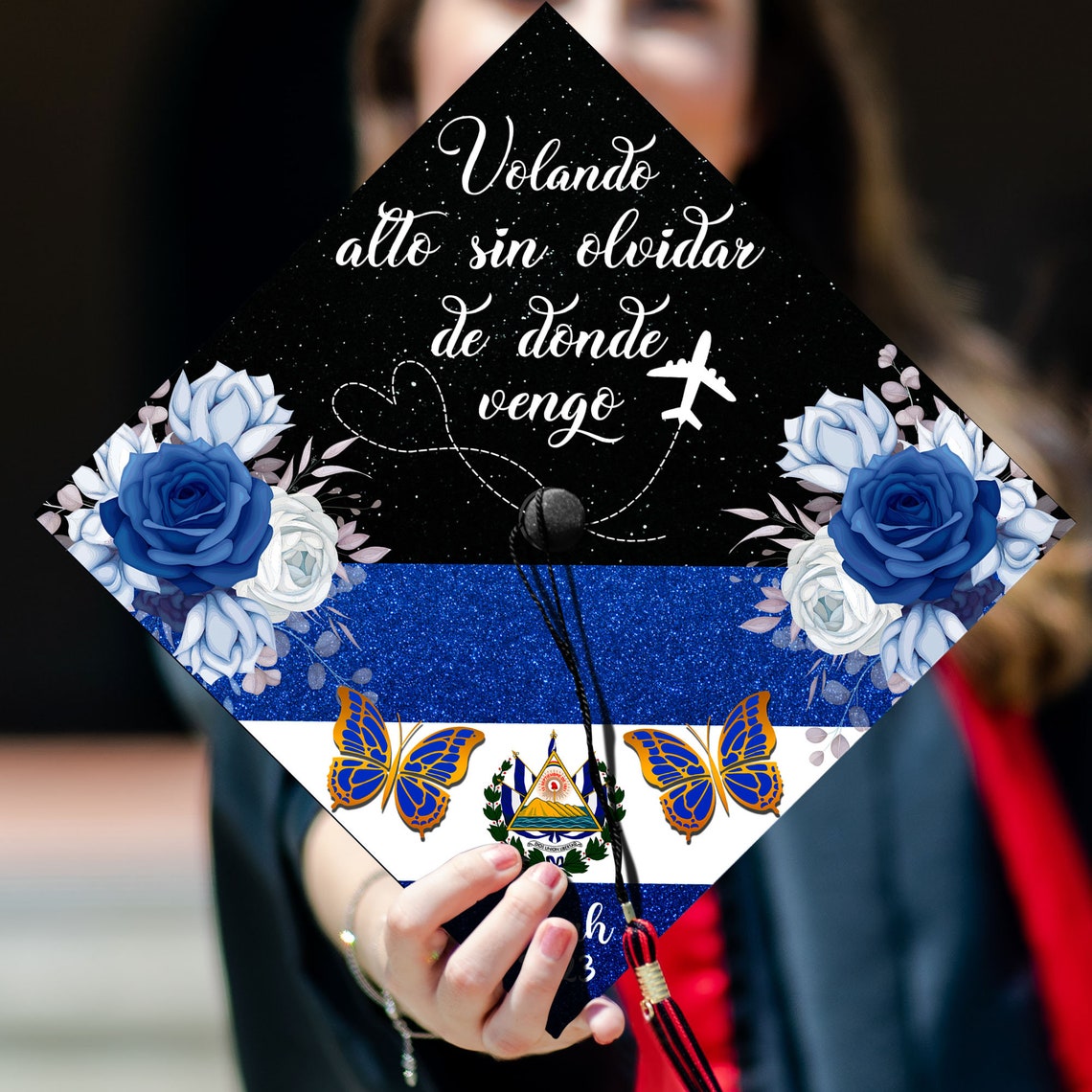 Custom El Salvador Graduation Cap Topper Latina Grad Cap - Etsy